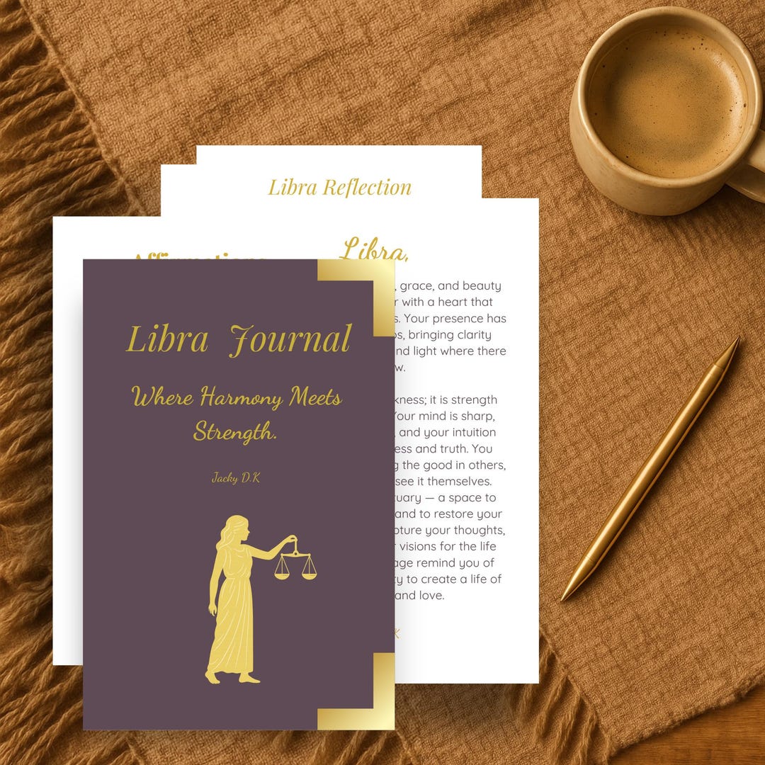 Libra Female - Printable Journal - Zodiac Gift - Christmas Gift ...