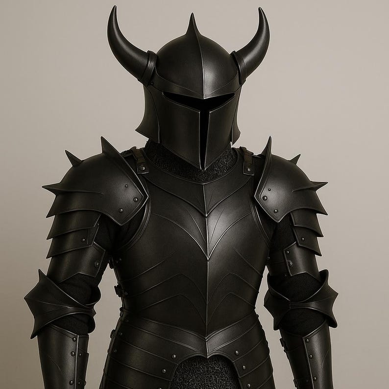 Gothic Knight Armor: Black Steel Horned Helmet, Wearable Cosplay - Etsy