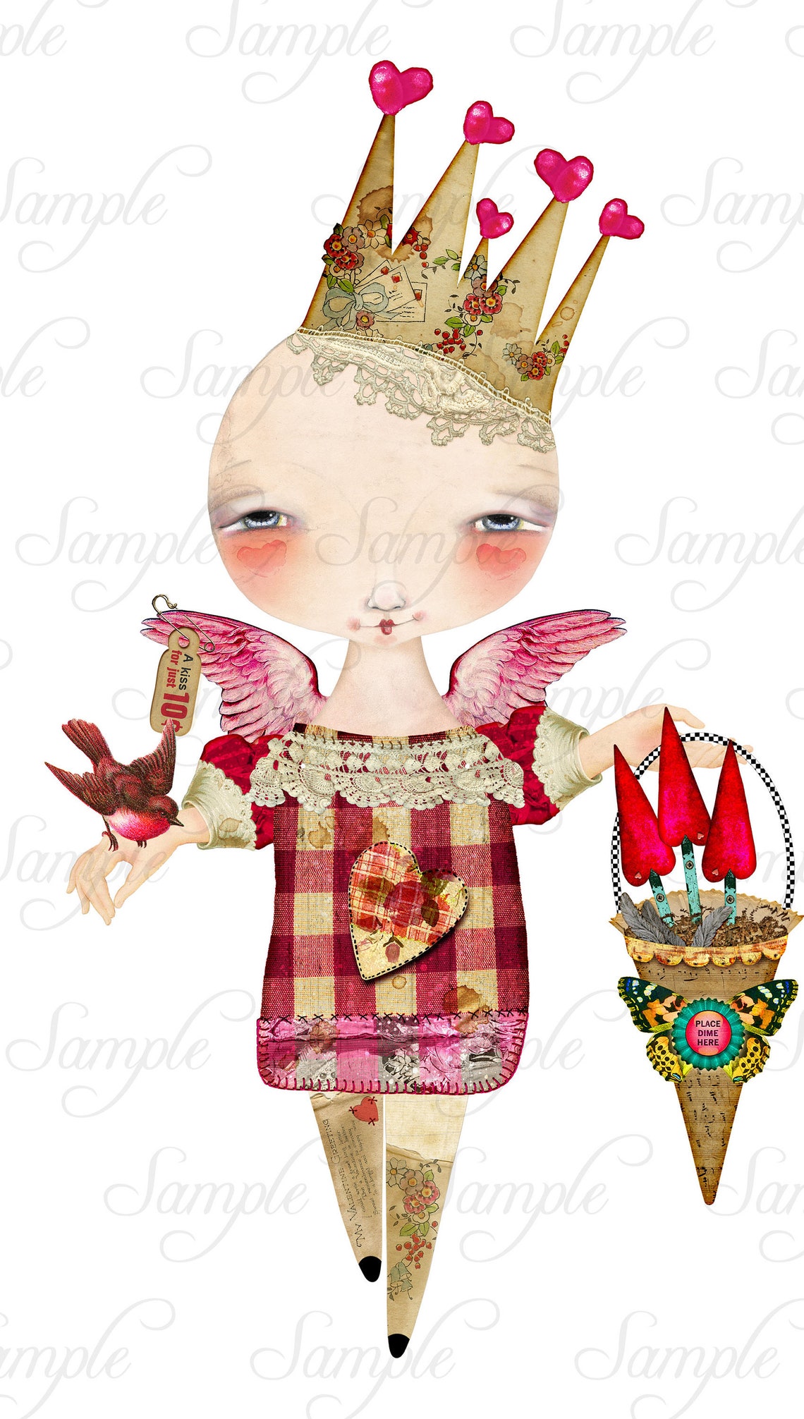 Valentine's Day * Whimsical * Cherub-cupid No. 3 * Articulated Paper ...
