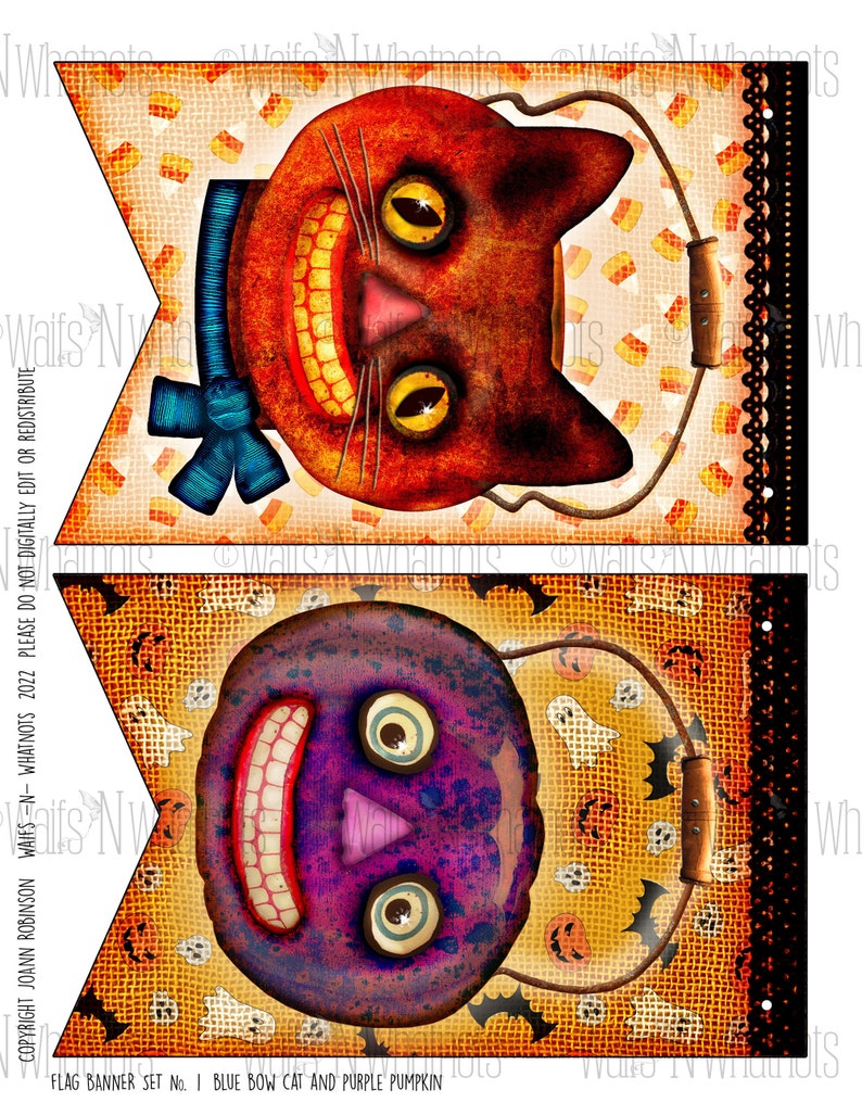 Halloween Vintage Style Treat Pail Banner Flag Bunting Party - Etsy