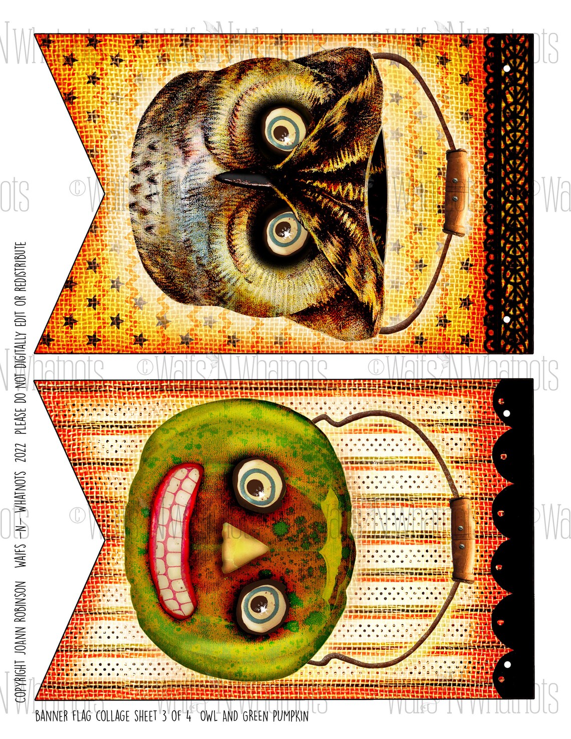 Halloween Vintage Style Treat Pail Banner Flag Bunting Party - Etsy