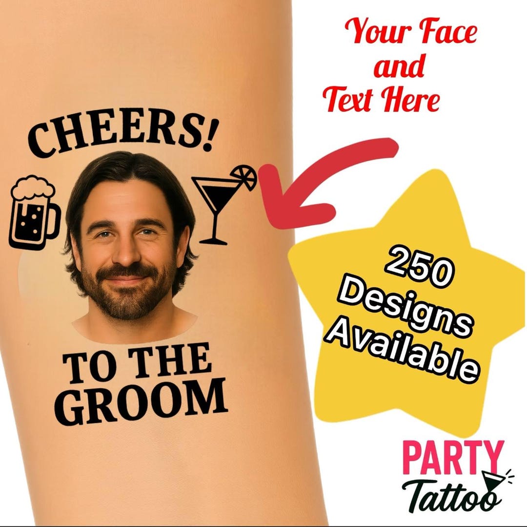 Custom Groom Face Temporary Tattoos: Bachelor Party Favors - Etsy