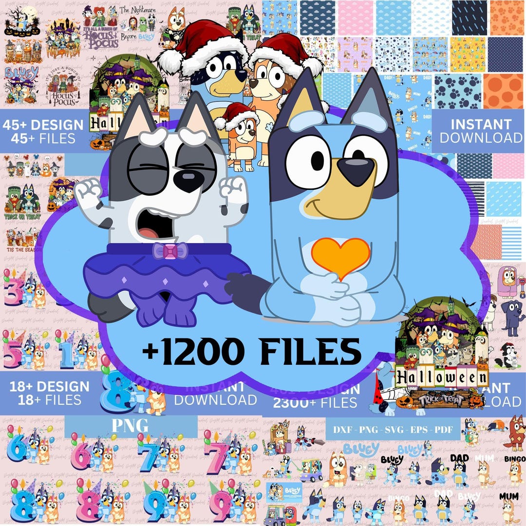 1200+ Mega Bluey Bundle, Bluey Cut Files for Cricut, Bluey Clipart ...