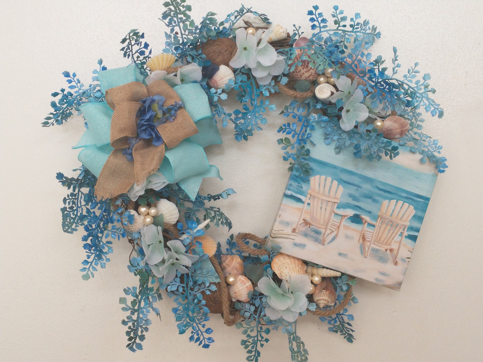 Blue Seashell Wreath Beach Wreath Ocean Wreath Nautical - Etsy