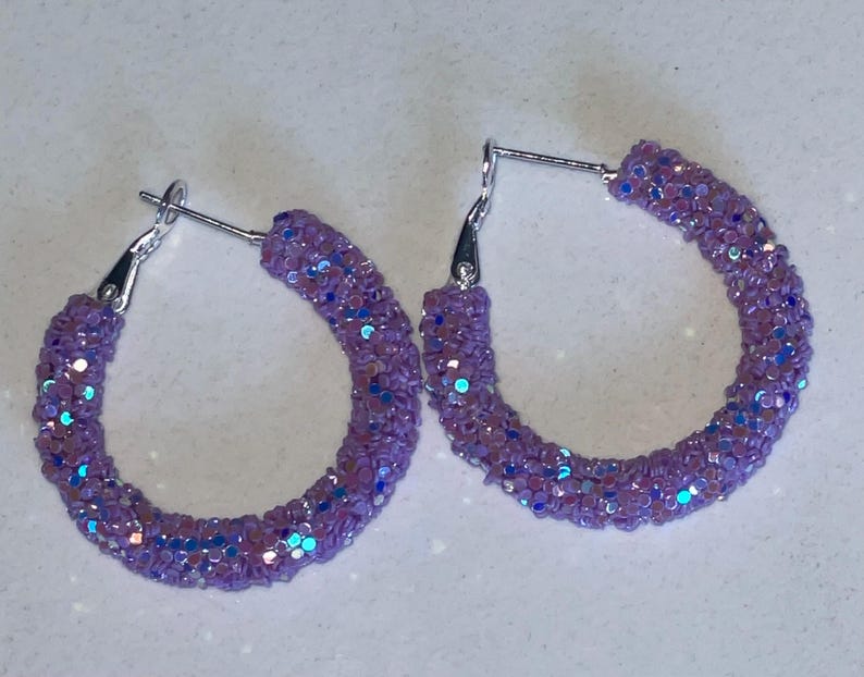 Glitter Hoop Earrings,sparkly Earrings,glitter Earrings, Choice of ...