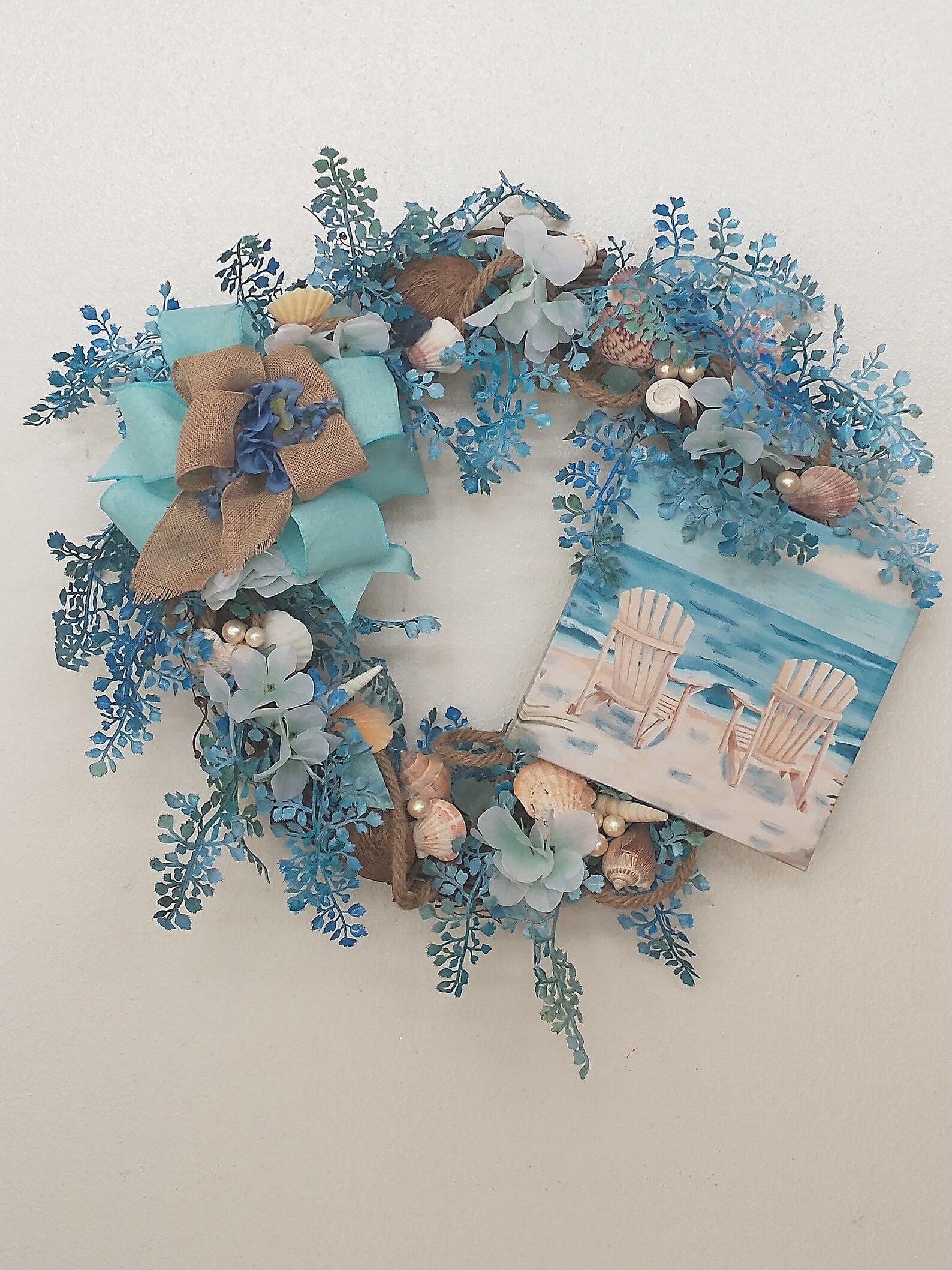 Blue Seashell Wreath Beach Wreath Ocean Wreath Nautical - Etsy