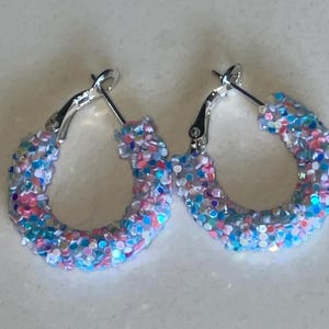 Glitter Hoop Earrings,sparkly Earrings,glitter Earrings, Choice of ...
