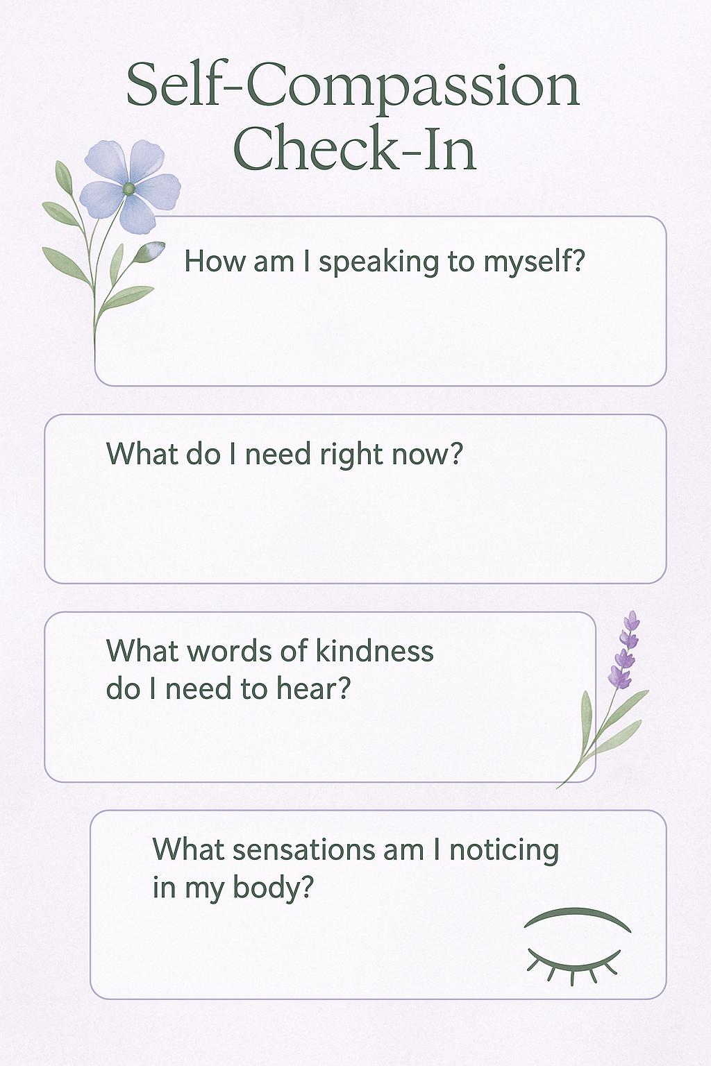 Self Compassion Check in Sheet - Etsy