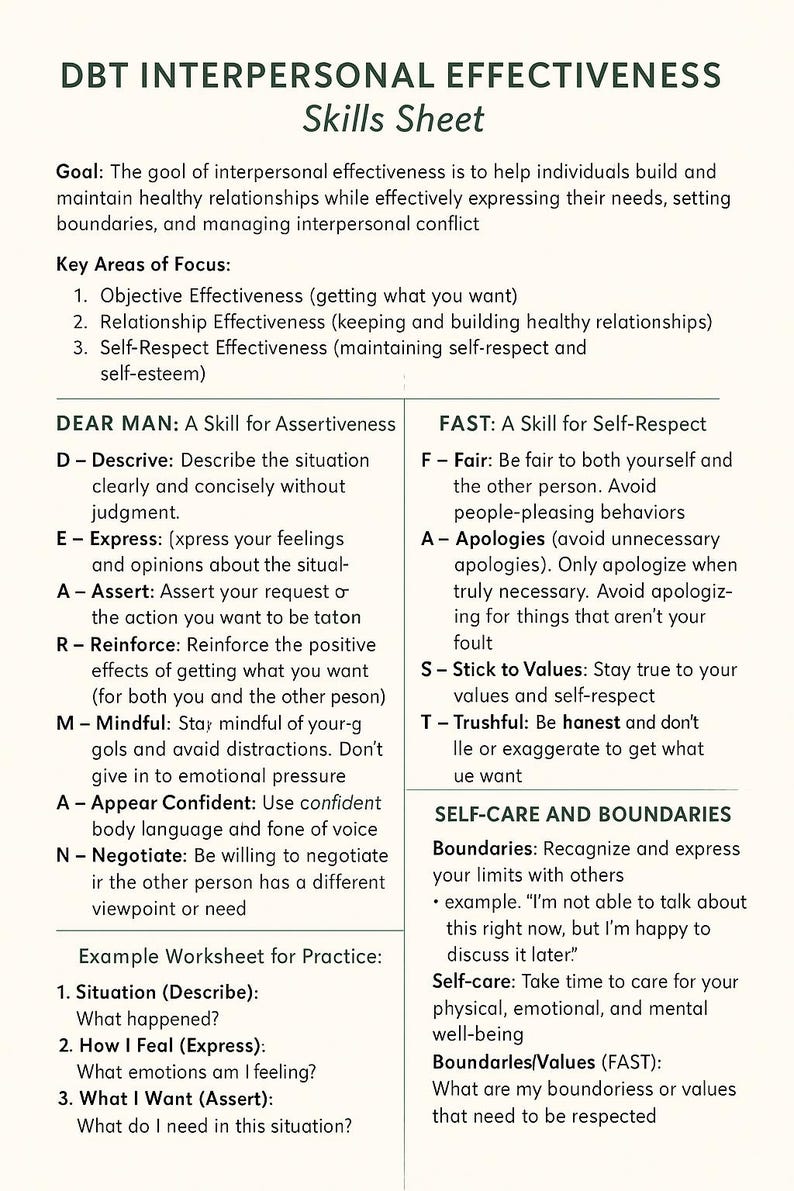 DBT Skills: Interpersonal Effectiveness - Etsy