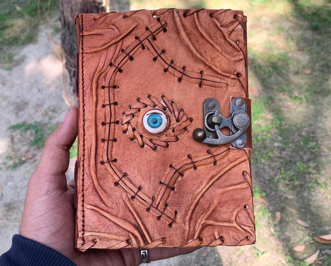 Handmade Leather Journal With Evil Eye | Spell Book | Hocus-pocus Spell ...