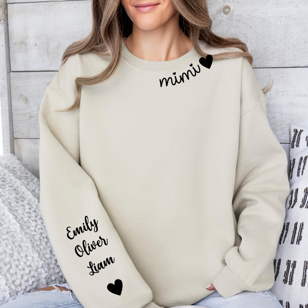 Custom Mimi Sweatshirt With Kid Name on Sleeve, Personalized Mimi ...