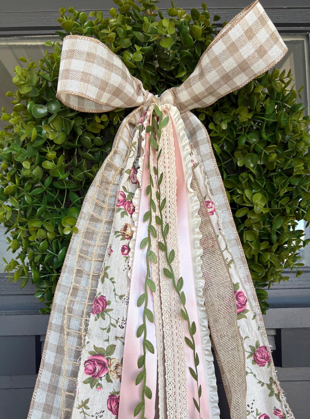 Rose Garden Ribbon Bundle With BOW- Shabby Chic Spring Wreath Ribbons ...