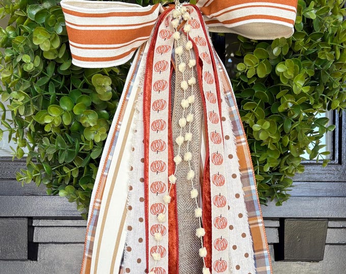 Pumpkin Spice Fall Bundle-wreath Ribbon Bundle With BOW- Fall Wreath ...