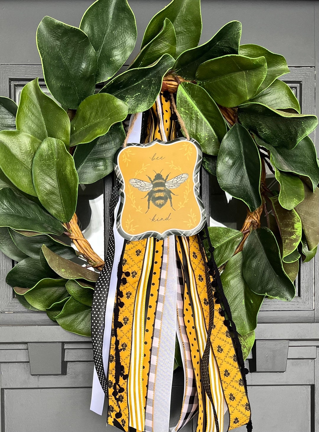 Honeybee Bee Kind Ribbon Set With Sign Spring Wreath Ribbons Clip on ...