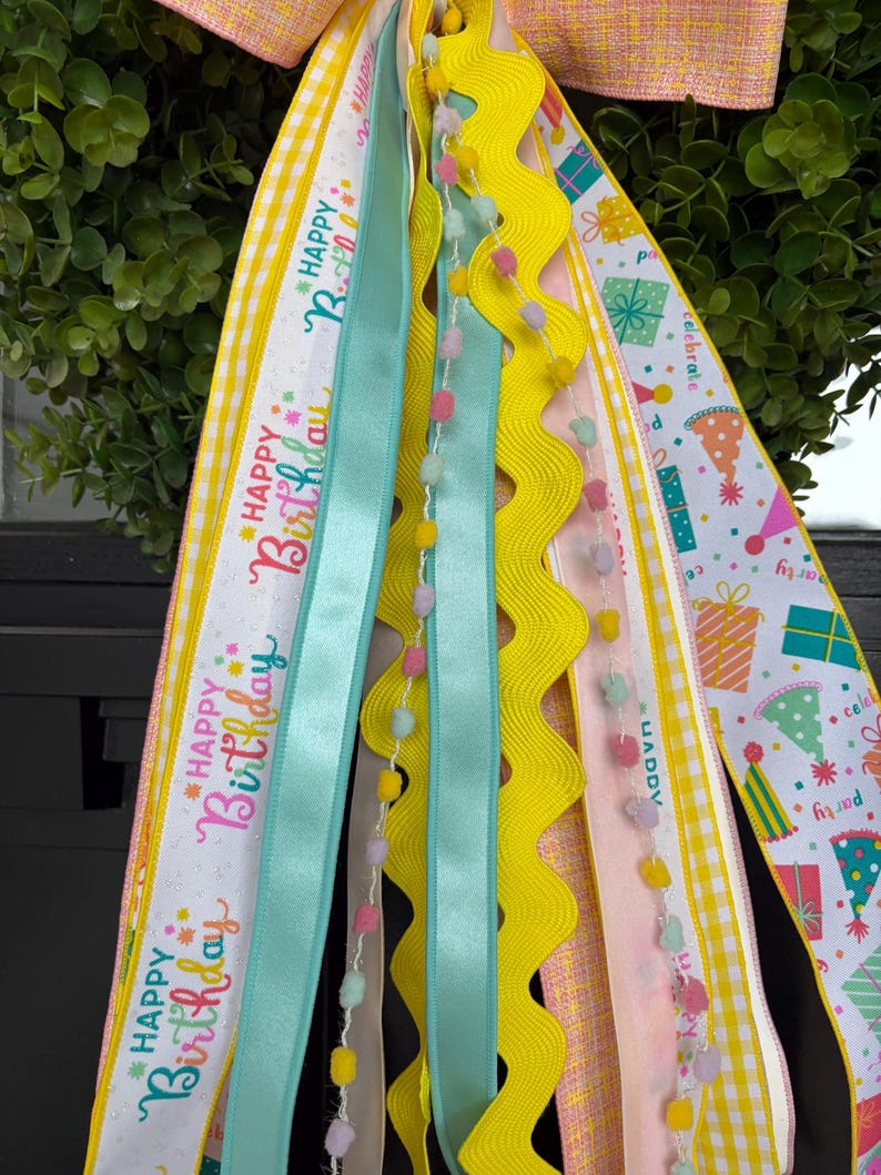 Happy Birthday Ribbon Bundle With Bow-wreath Ribbons - Etsy