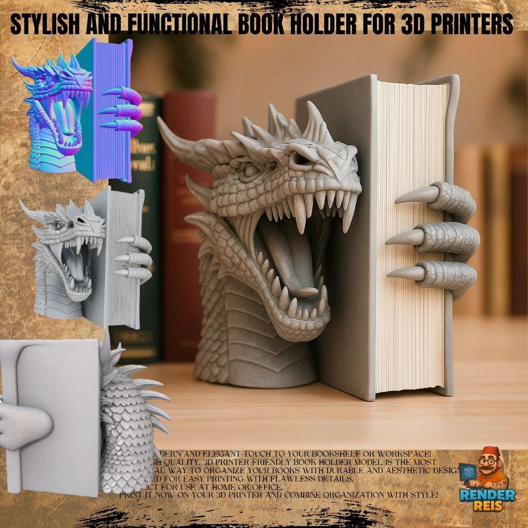 Dragon Head Bookend – 3D Printable Decorative Model - Etsy