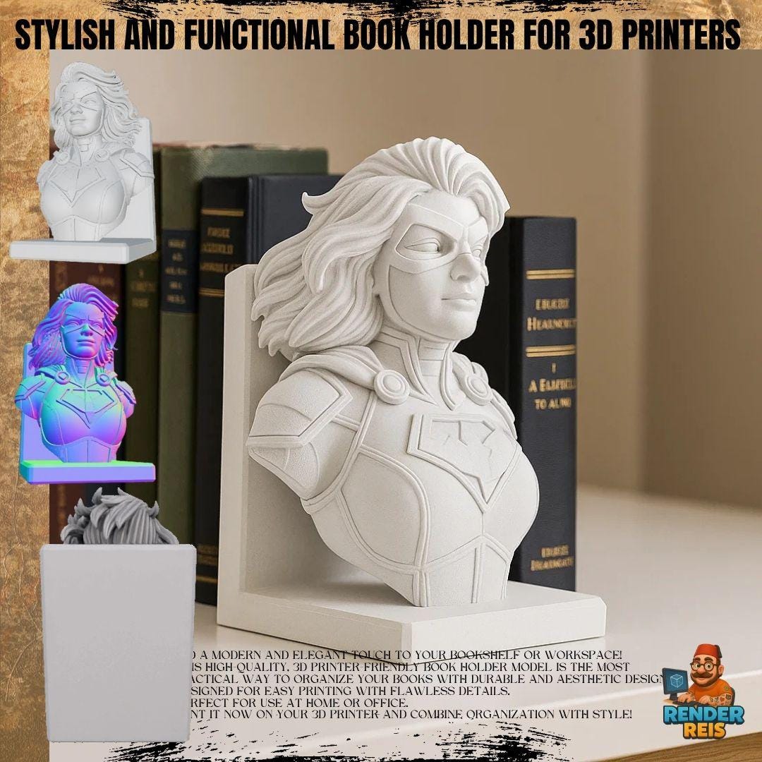 Superhero Woman Bust Bookend – 3D Printable - Etsy