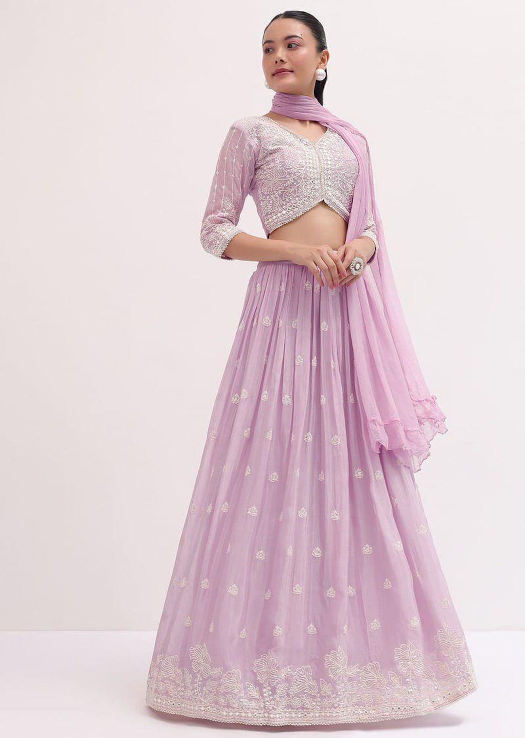 Lavender Lehenga Choli With Sequence Embroidery, Indian Wedding Outfit ...