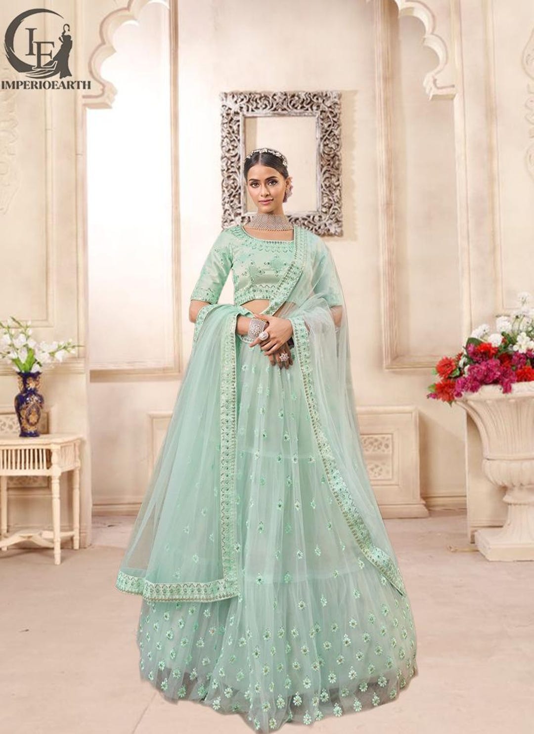 Sky Blue Net Lehenga Choli Set: Indian Bridal & Party Wear - Etsy