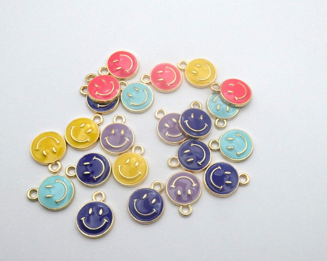 Smiley Face Enamel Charms, 10 Pieces - Etsy