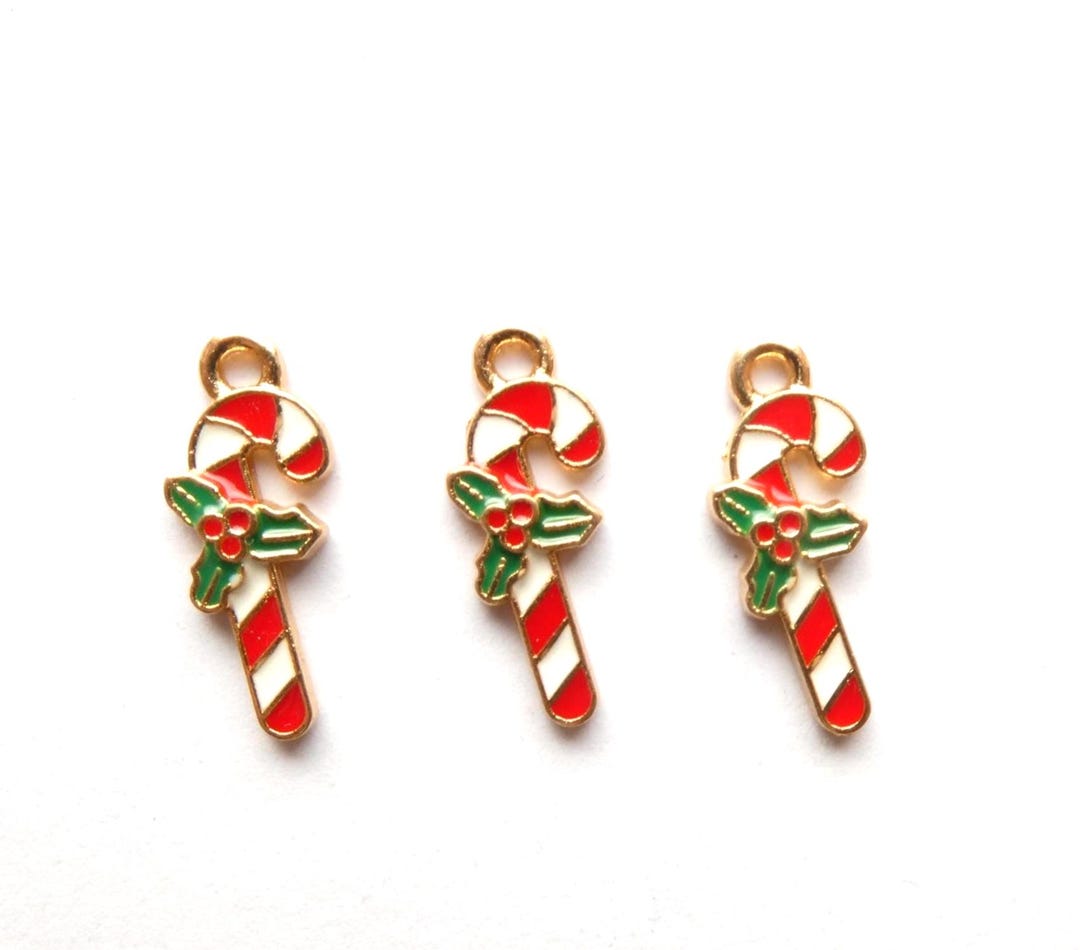 Candy Cane Enamel Charms, Christmas Charms, 10 Pieces - Etsy