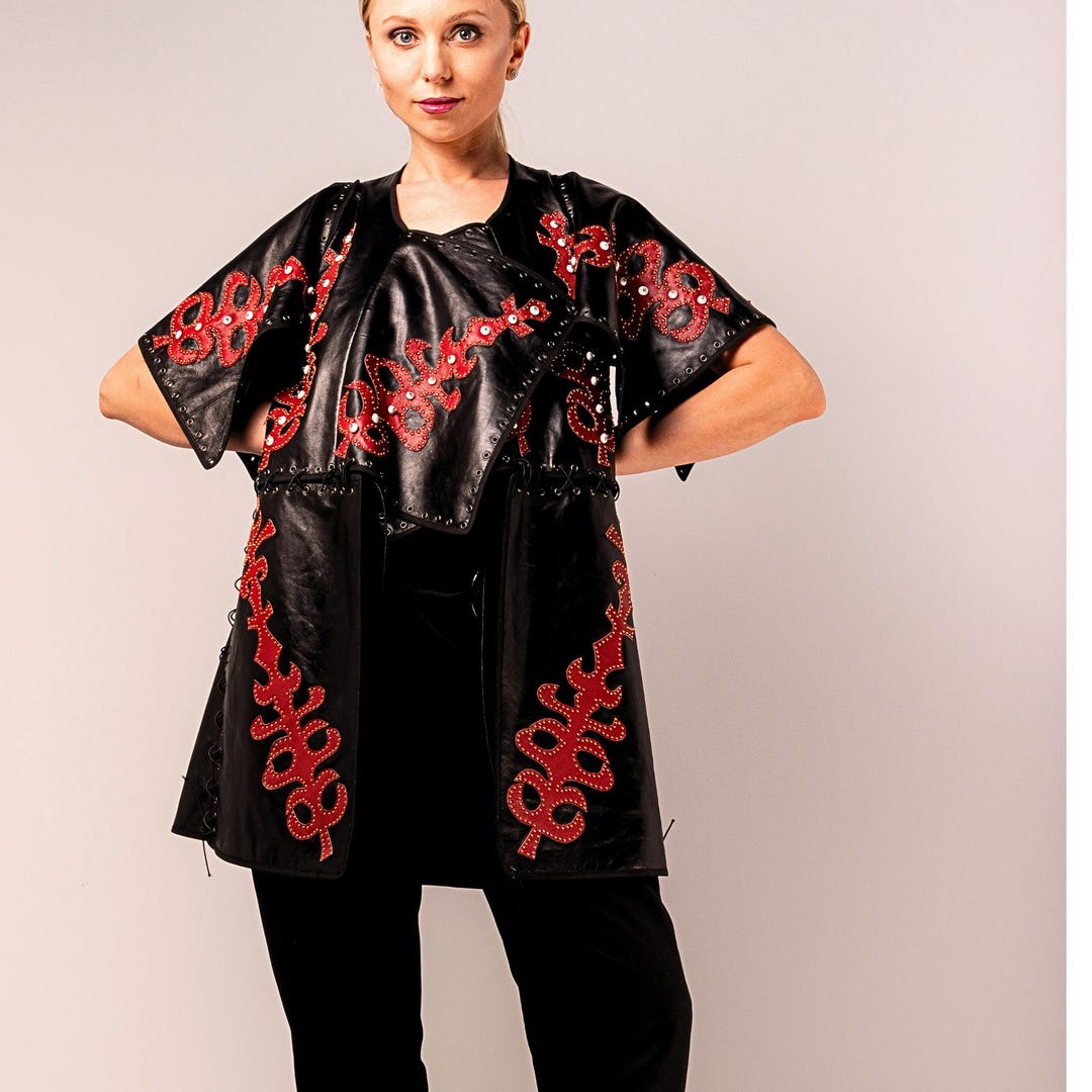Handmade Leather Vest With Sleeves for Women - Unique Elongated Design ...