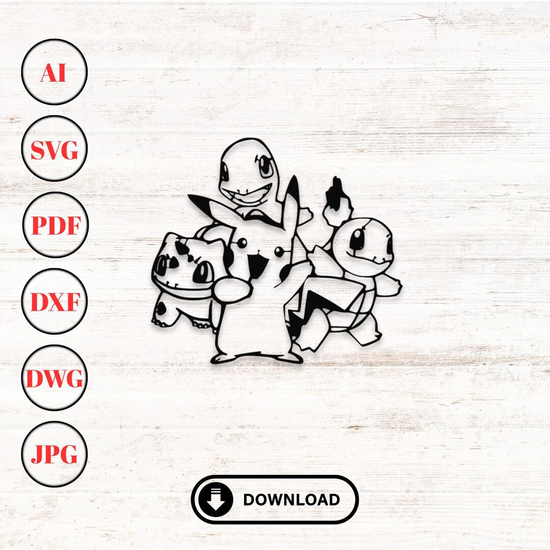 Pokemon Svg Dxf Digital Cut Files | Pokemon Laser Cut Files | Glowforge ...