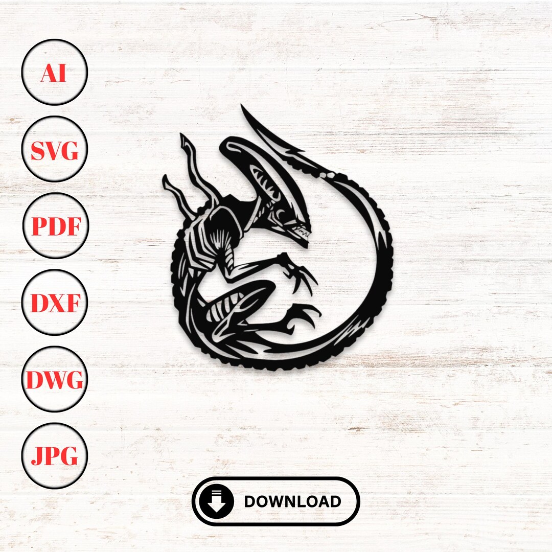 Alien Wall Art Dxf Svg Files | Alien Laser Cut Files | Engraving Decal ...