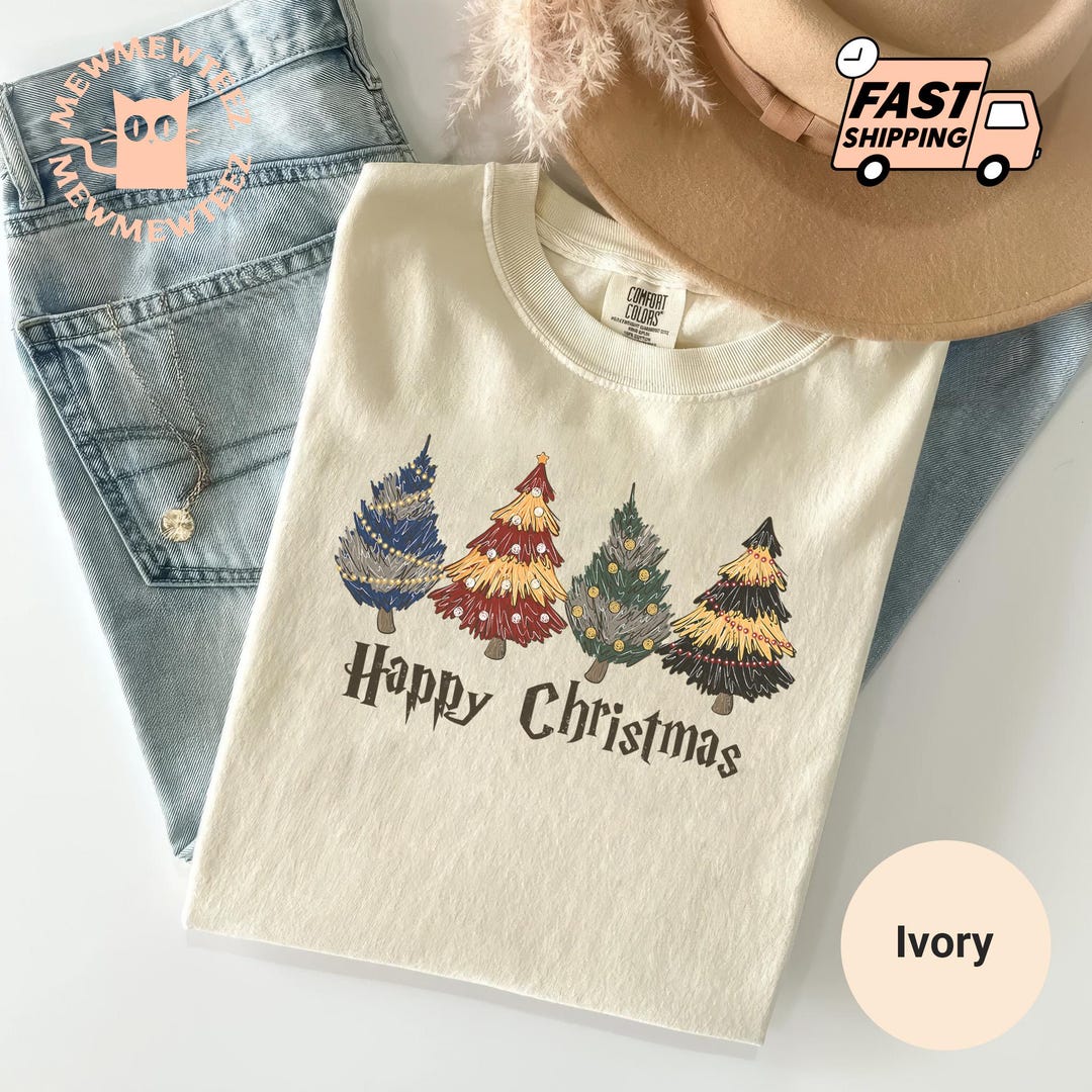 Happy Christmas Wizard Themed Xmas Tree Shirt: HP Magic Movie Fan ...