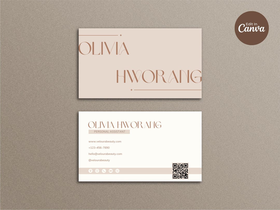 Editable Minimalist QR Code Business Card Template, Modern Double Sided ...