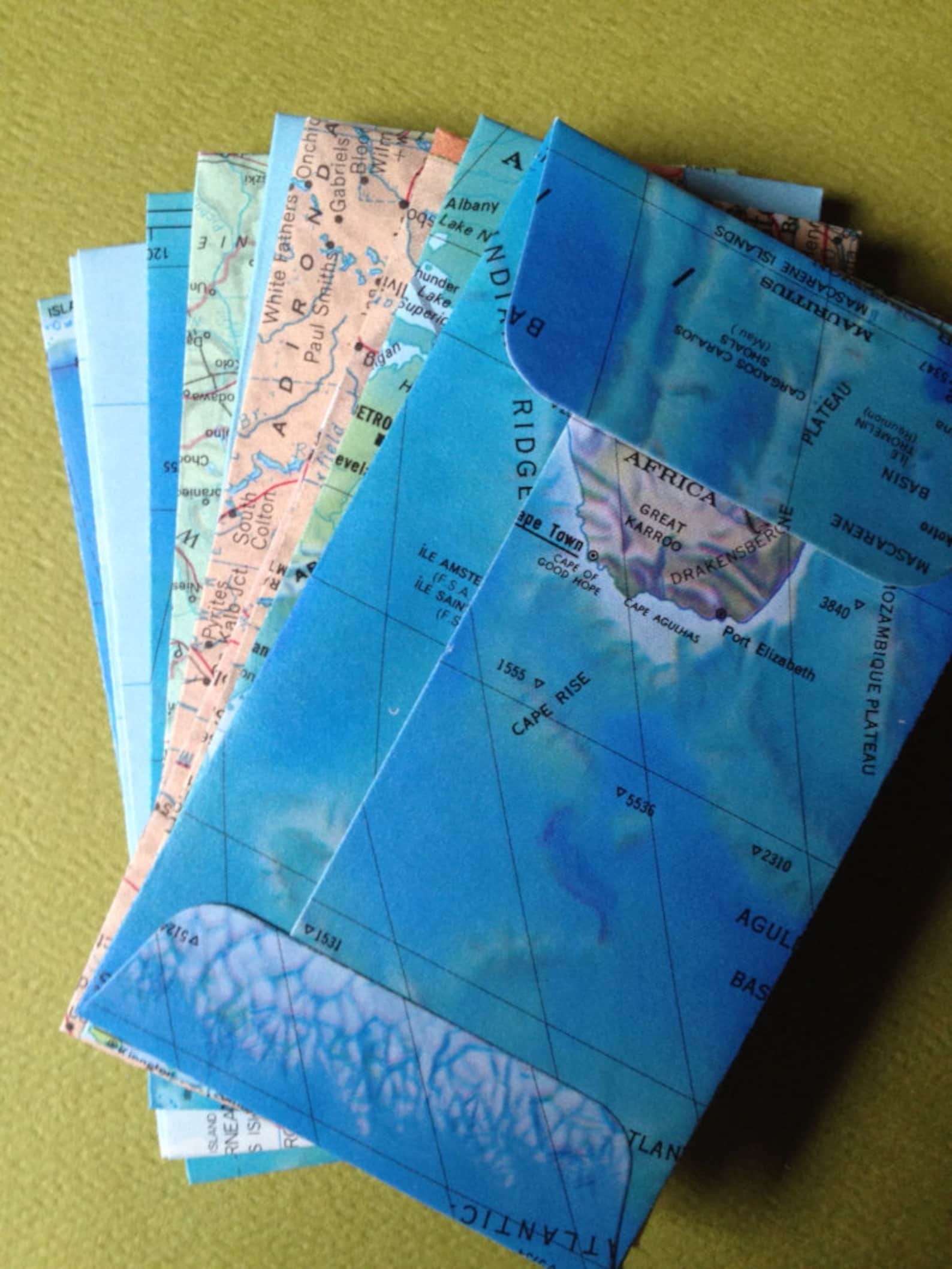 Upcycled World Atlas Map Envelopes (2 1/8" X 3 1/2") - Etsy