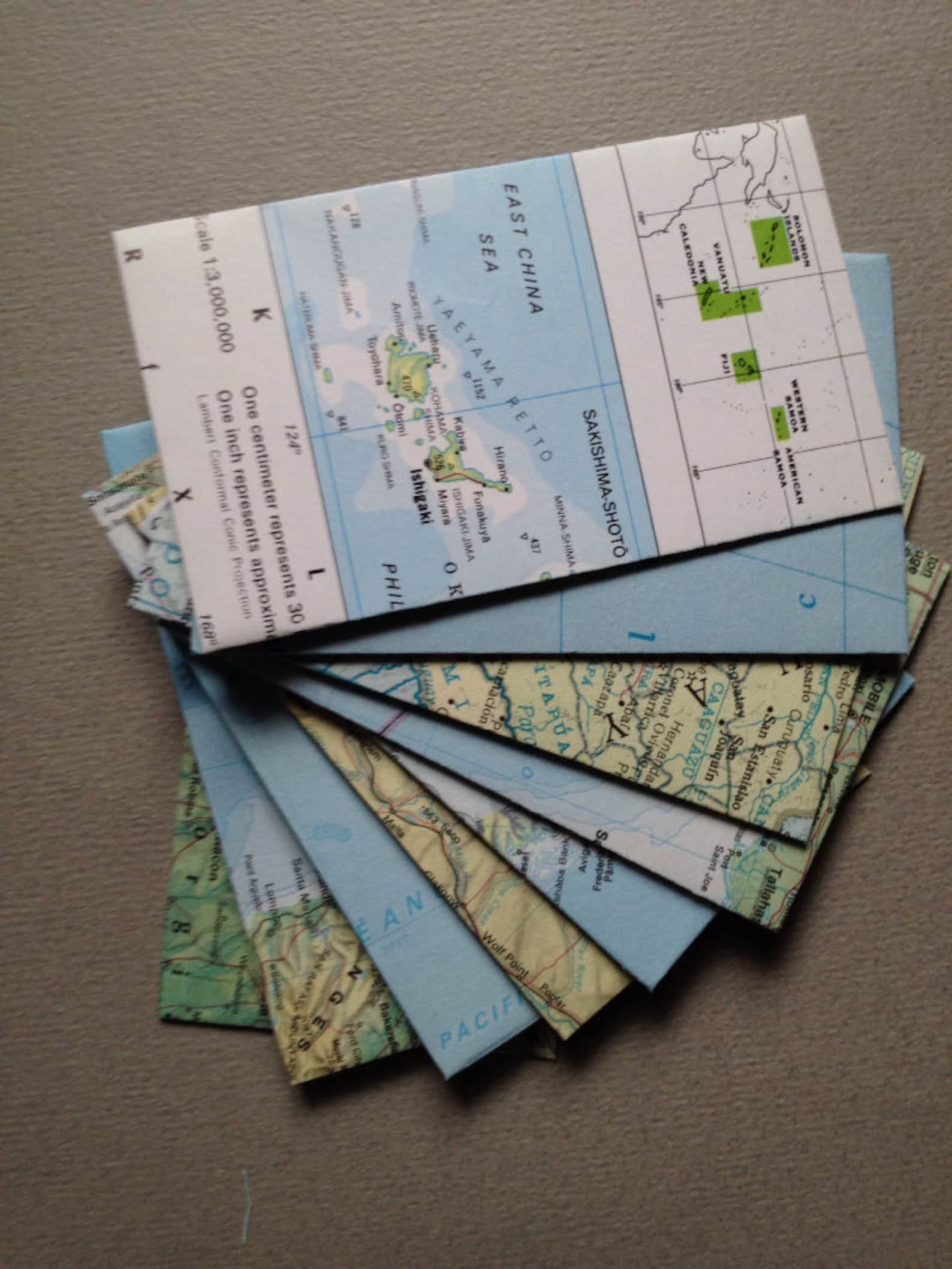 Upcycled World Atlas Map Envelopes (2 1/8" X 3 1/2") - Etsy