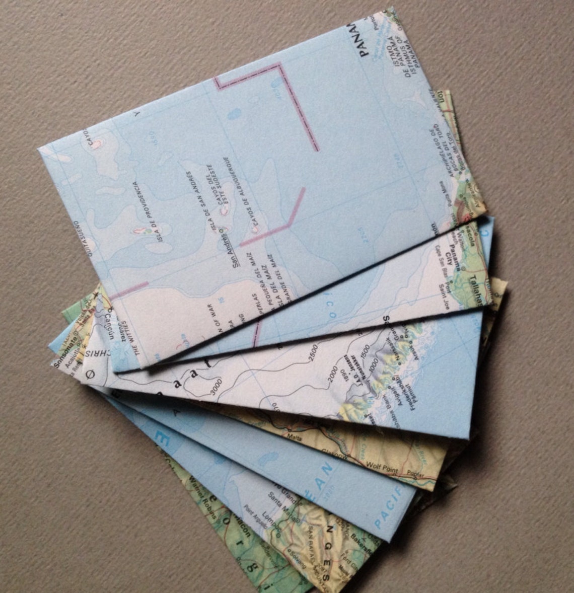 Mini World Atlas Map Envelopes: Upcycled Paper Envelopes (2 1/4" X 3 1/ ...