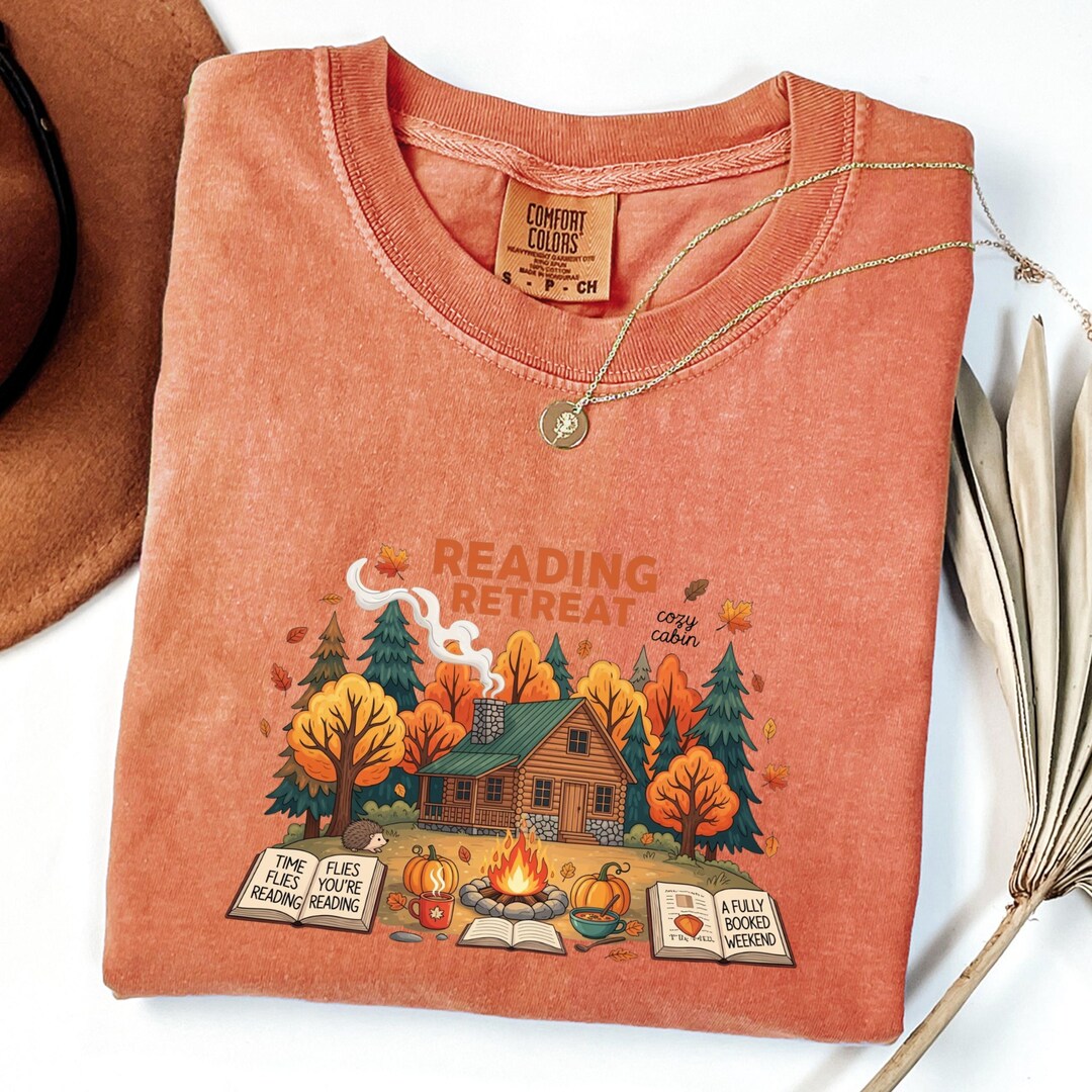 Comfort Colors® Cozy Cabin Reading Retreat Shirt, Fall Bookish Shirt ...