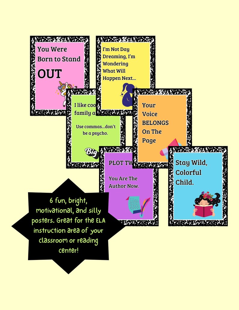 Composition Book Posters Motivational, Funny English Classroom Posters ...