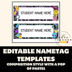 Composition Book Class Decor Student Name Labels, Composition Name Tags ...