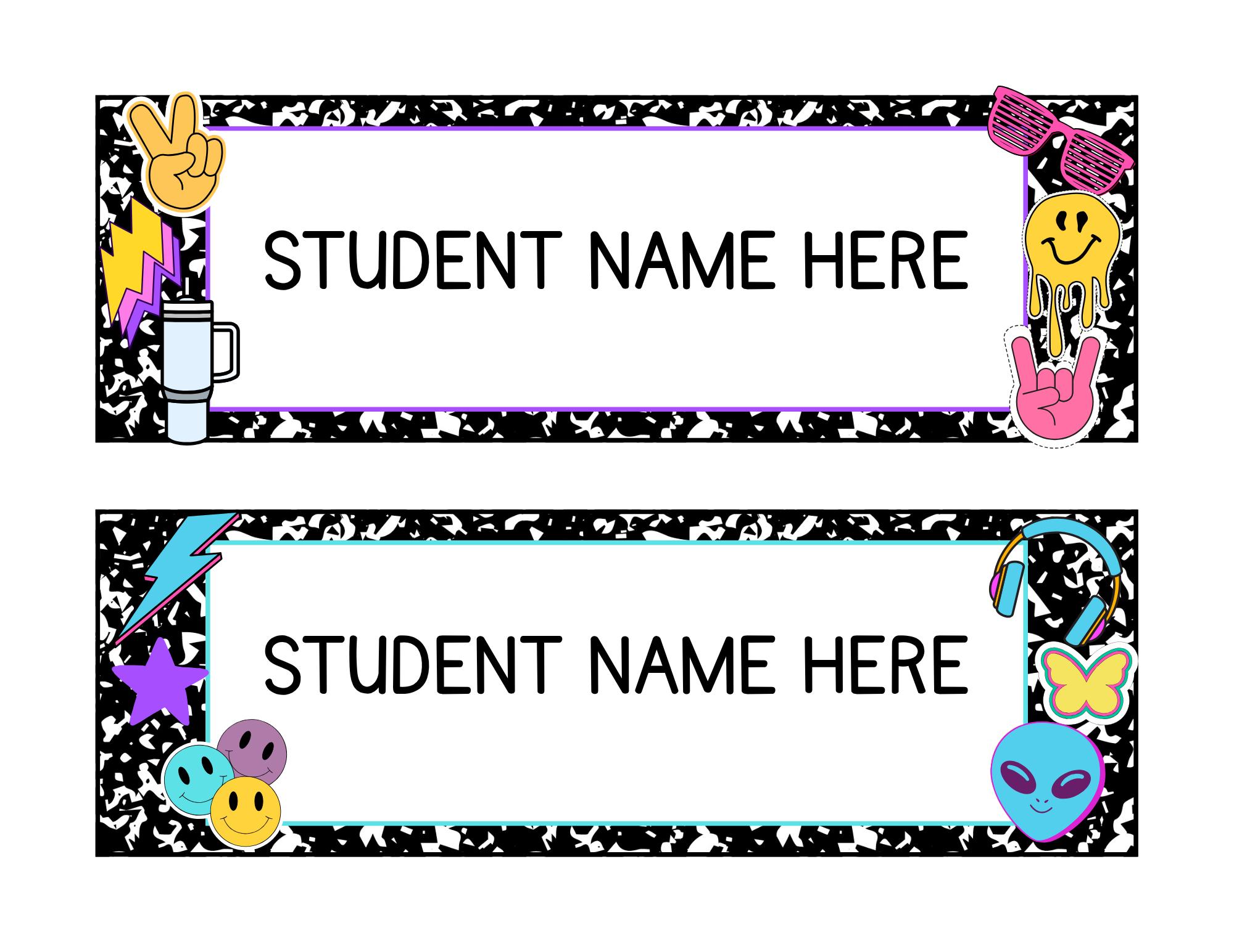 Composition Book Class Decor Student Name Labels, Composition Name Tags ...