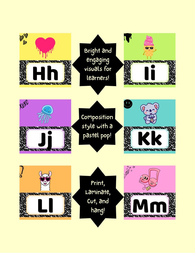 Composition Book Classroom Decor- Alphabet Posters - Etsy