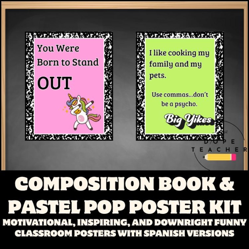 Composition Book Posters Motivational, Funny English Classroom Posters ...