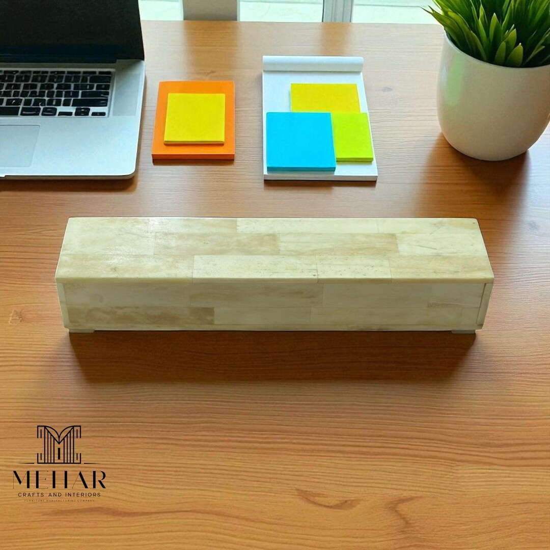 Handcrafted Bone Pen Holder Box: Rustic Desk Organizer, Artisan ...