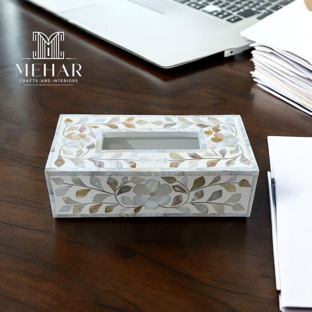 Mother of Pearl Inlay Tissue Box: Handcrafted Floral Design, Mehar ...