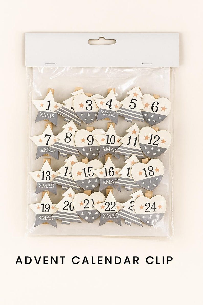 Wooden Advent Calendar Clips – Set of 24 - Etsy