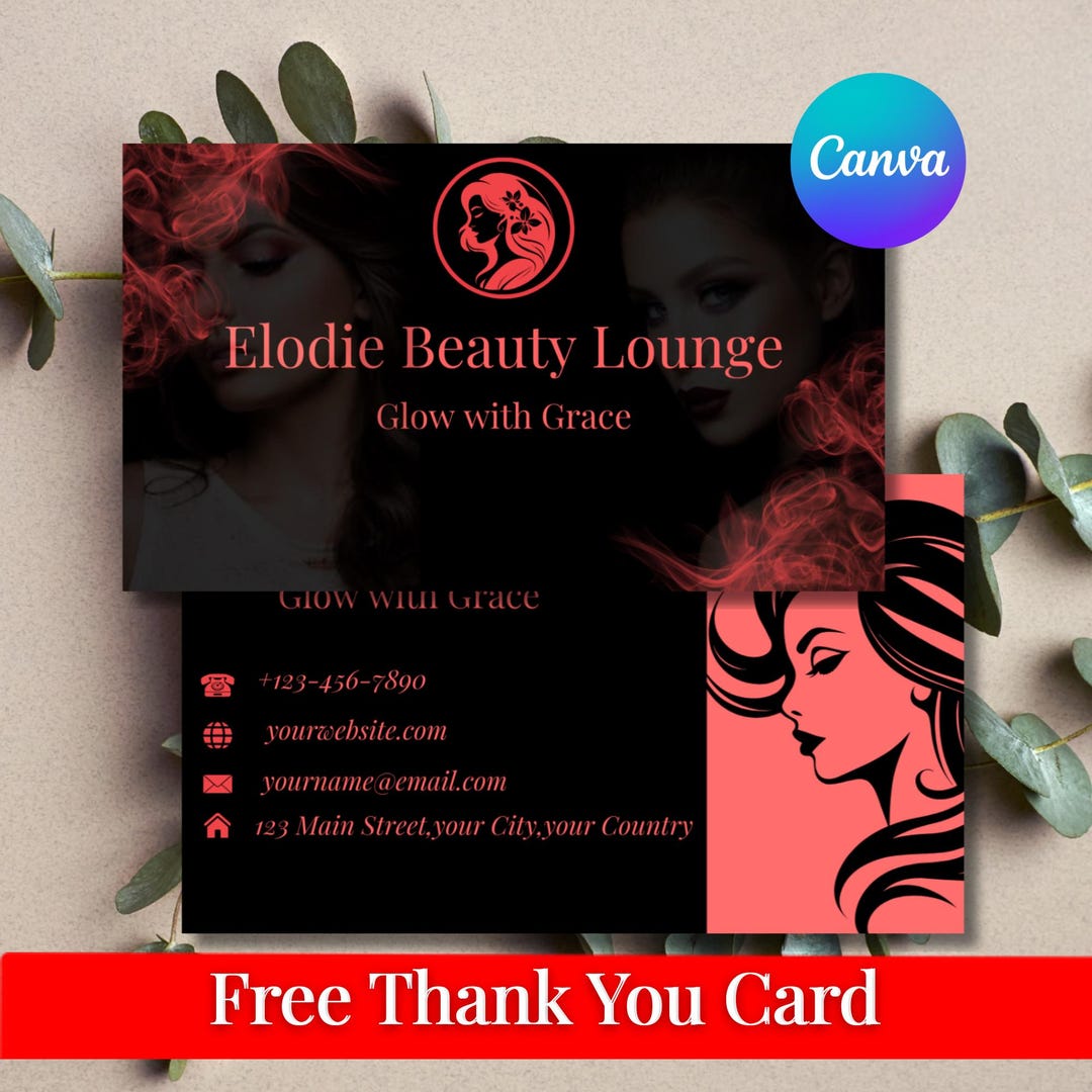 Beauty Salon Business Card Template – Editable Digital Download for ...
