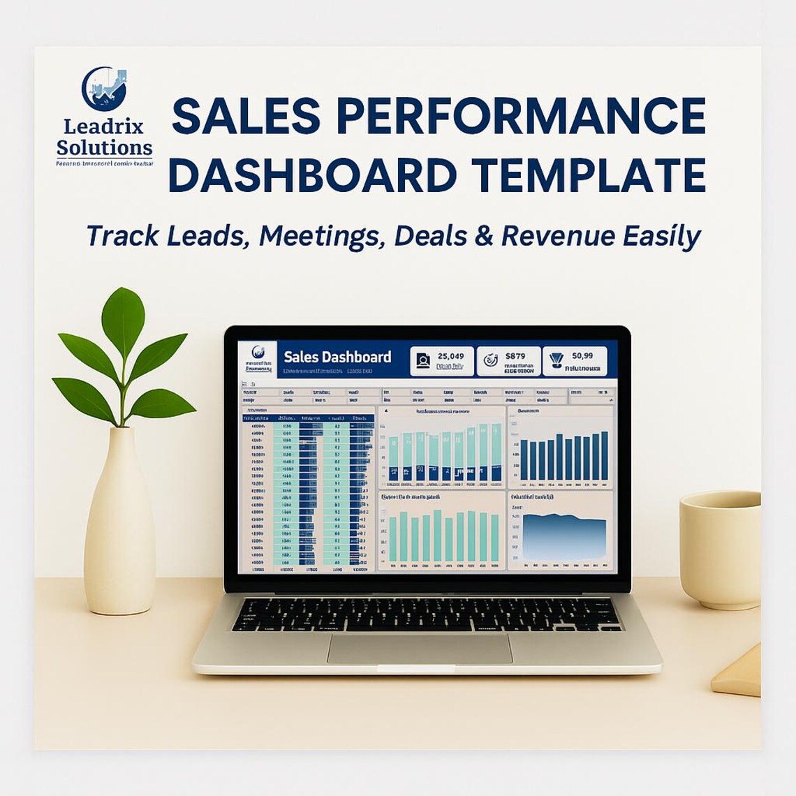 Sales Performance Dashboard Excel Template: KPI Tracker Spreadsheet - Etsy