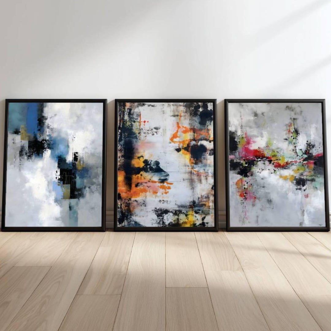 Set of 3 Abstract Wall Art Prints – Modern Neutral Gallery Decor ...