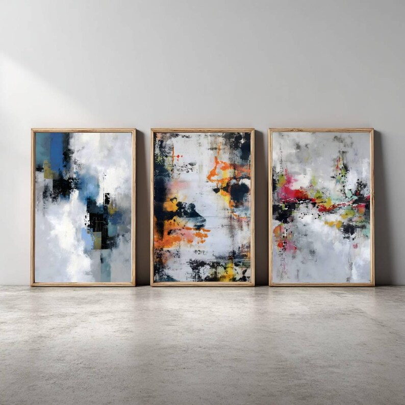Set of 3 Abstract Wall Art Prints – Modern Neutral Gallery Decor ...