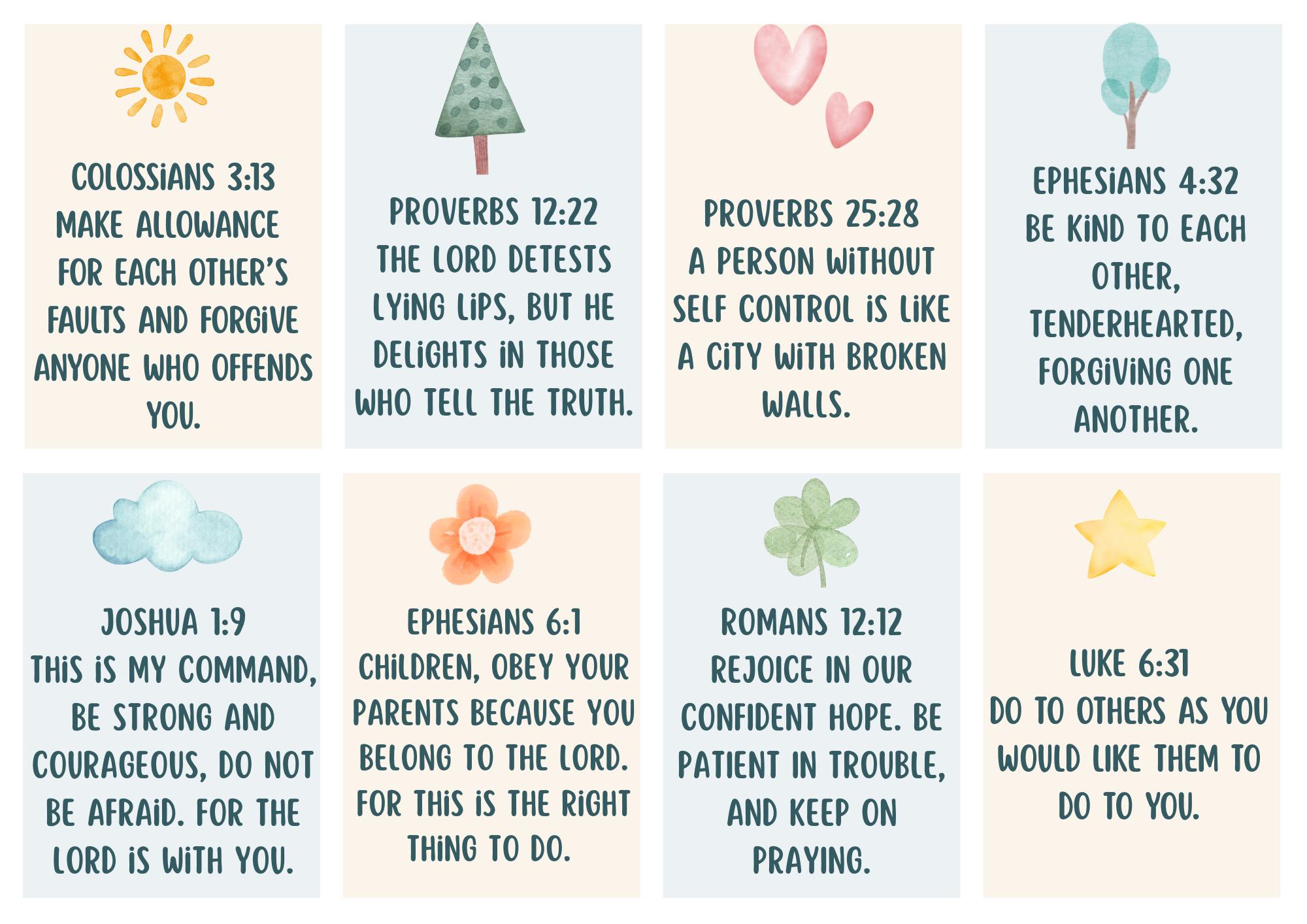 Bible Character Trait Cards for Kids – Printable Set of 8 With ...