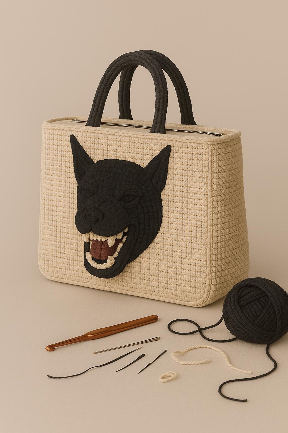 Crochet Dog Bag Pattern–Fierce Doberman Tote Bag PDF+PNG | Modern ...