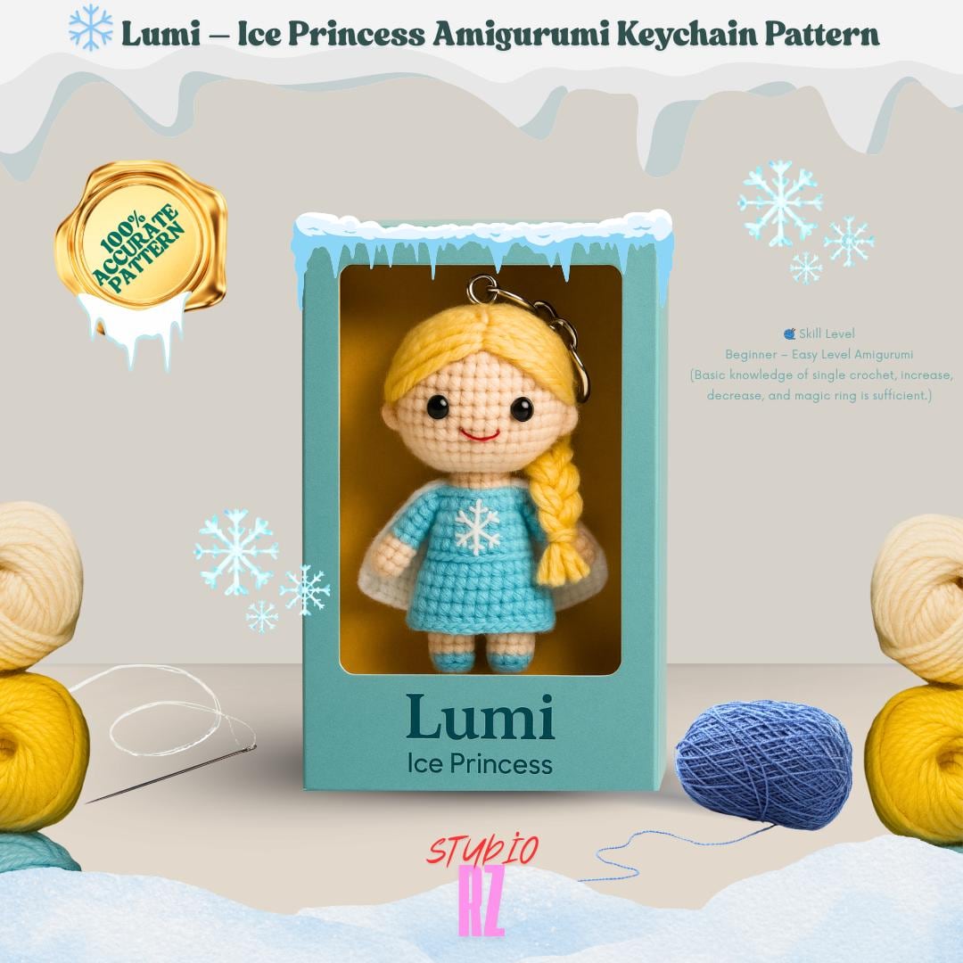 Lumi Ice Princess Amigurumi Crochet Pattern – Easy Keychain PDF ...