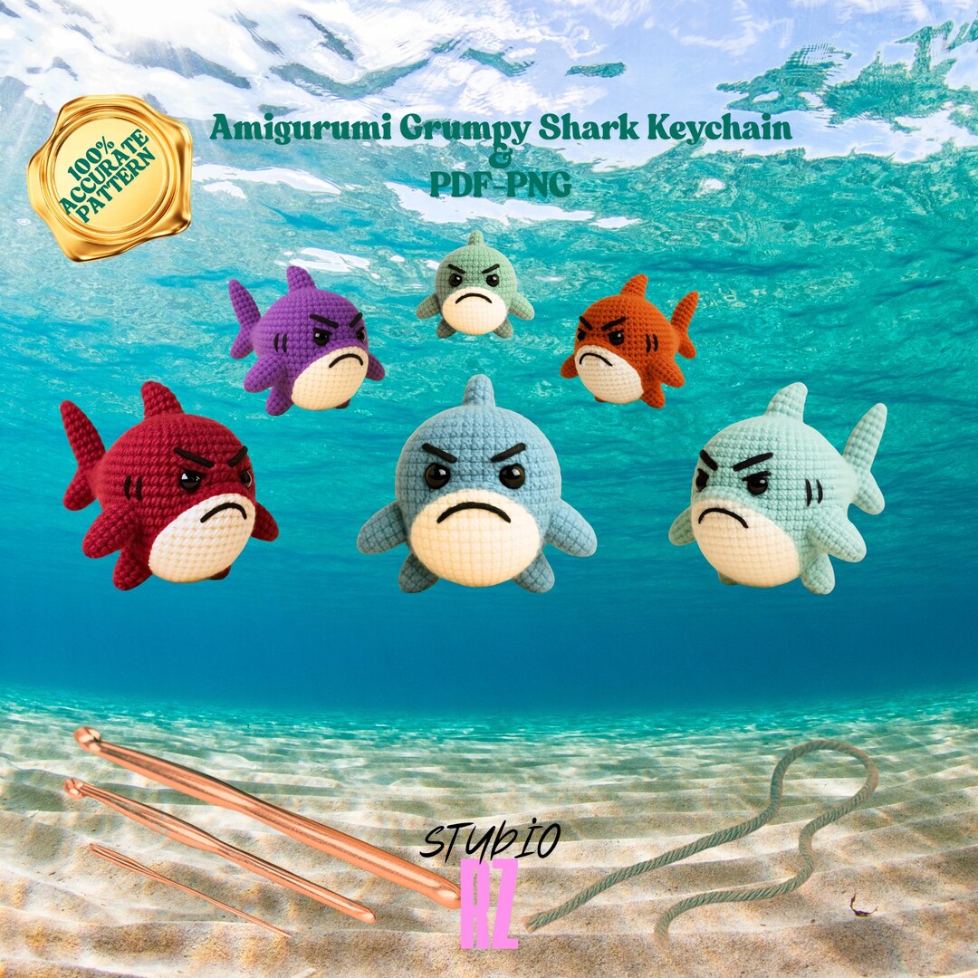 Grumpy Shark Crochet Pattern – Amigurumi Shark Keychain PDF - Etsy